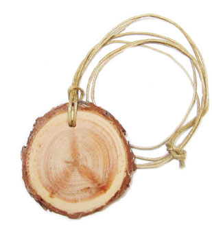 $7.50 Cedar Wood Pendant with Bark - Kin Domain's Gold Collection